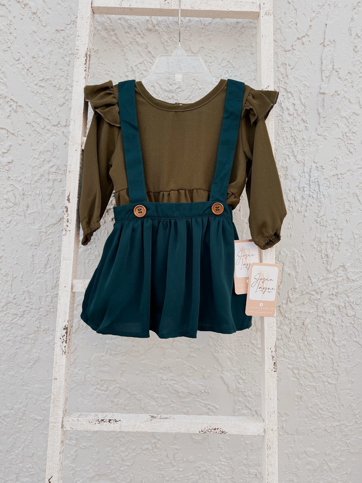 Josie Layne Flutter Long Sleeve Olive Romper | April's