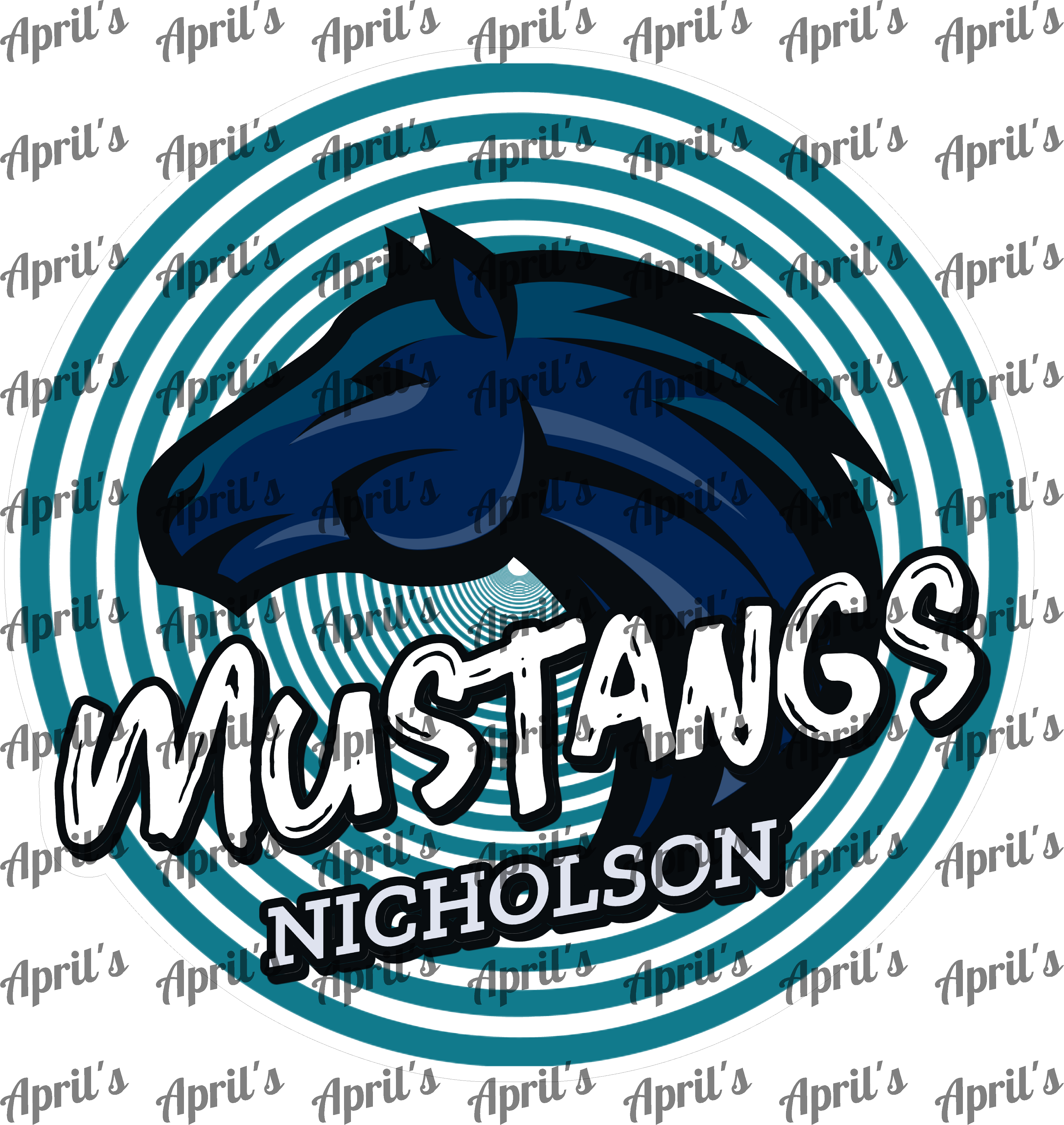 Nicholson Mustangs Cartoon Logo Sublimation | April's