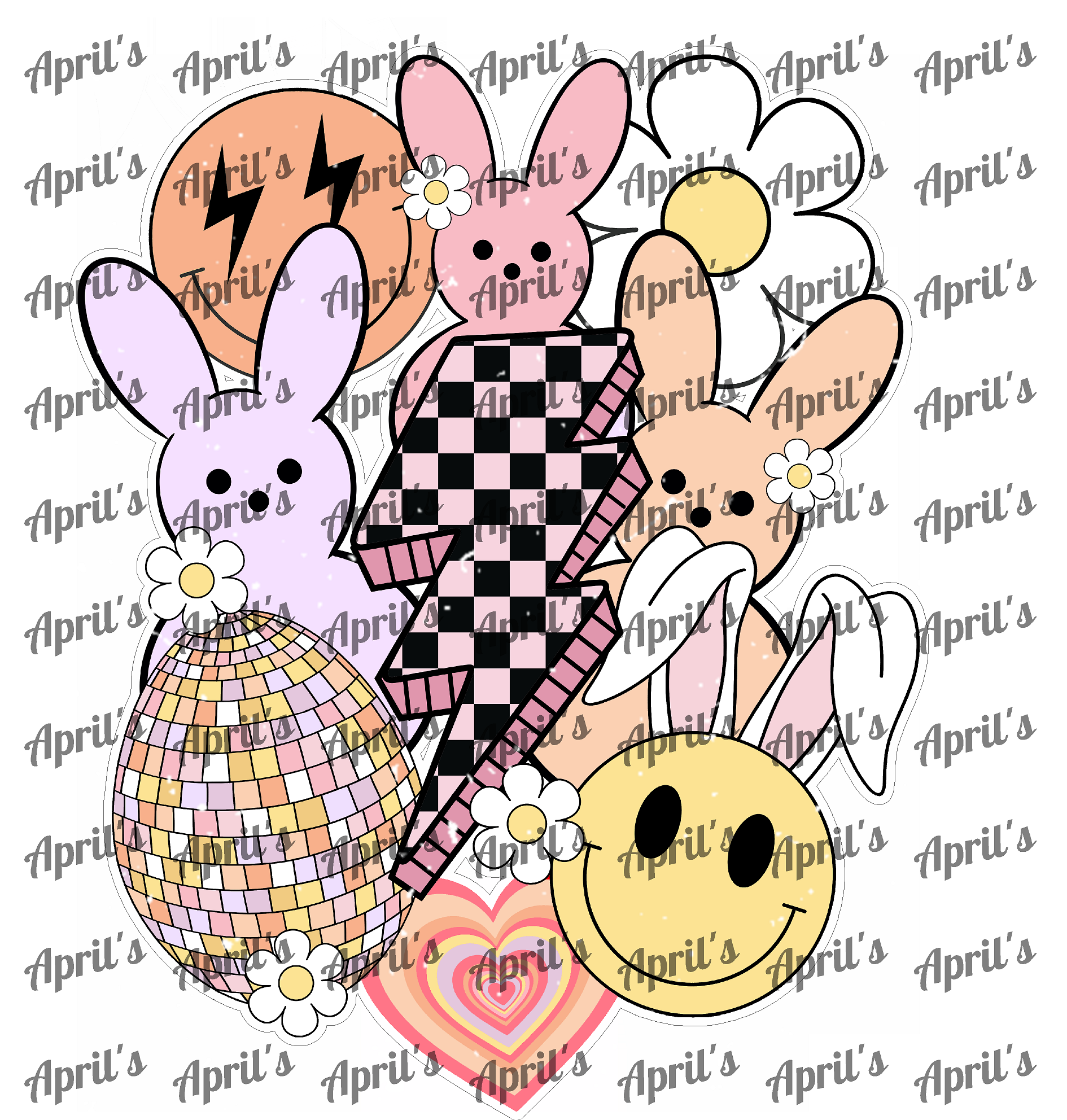 Easter Retro Collage HTV Decals | April's Craft Supply