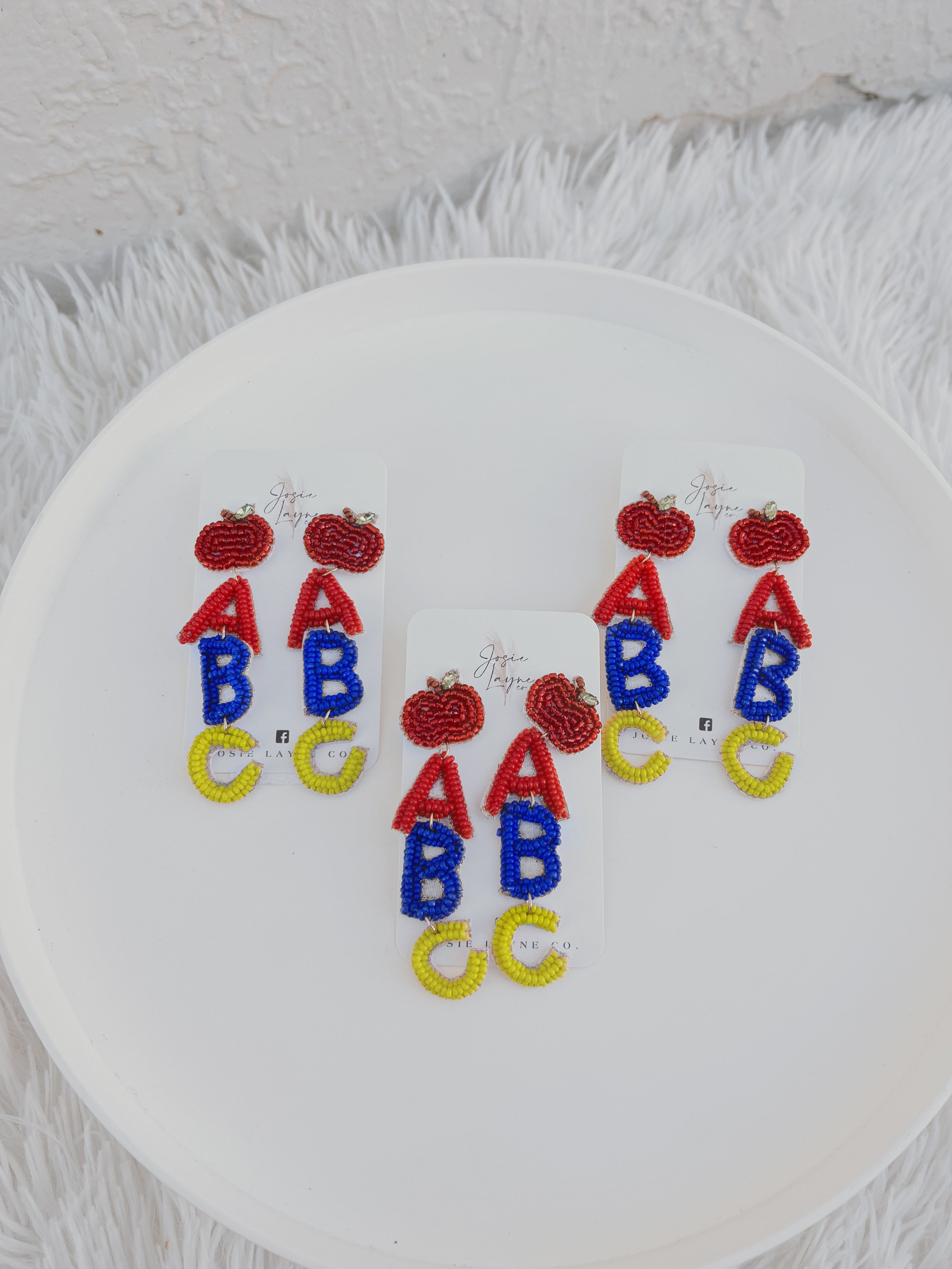 Josie Layne Back to School ABC Seed Bead Earrings | April's Craft Supply