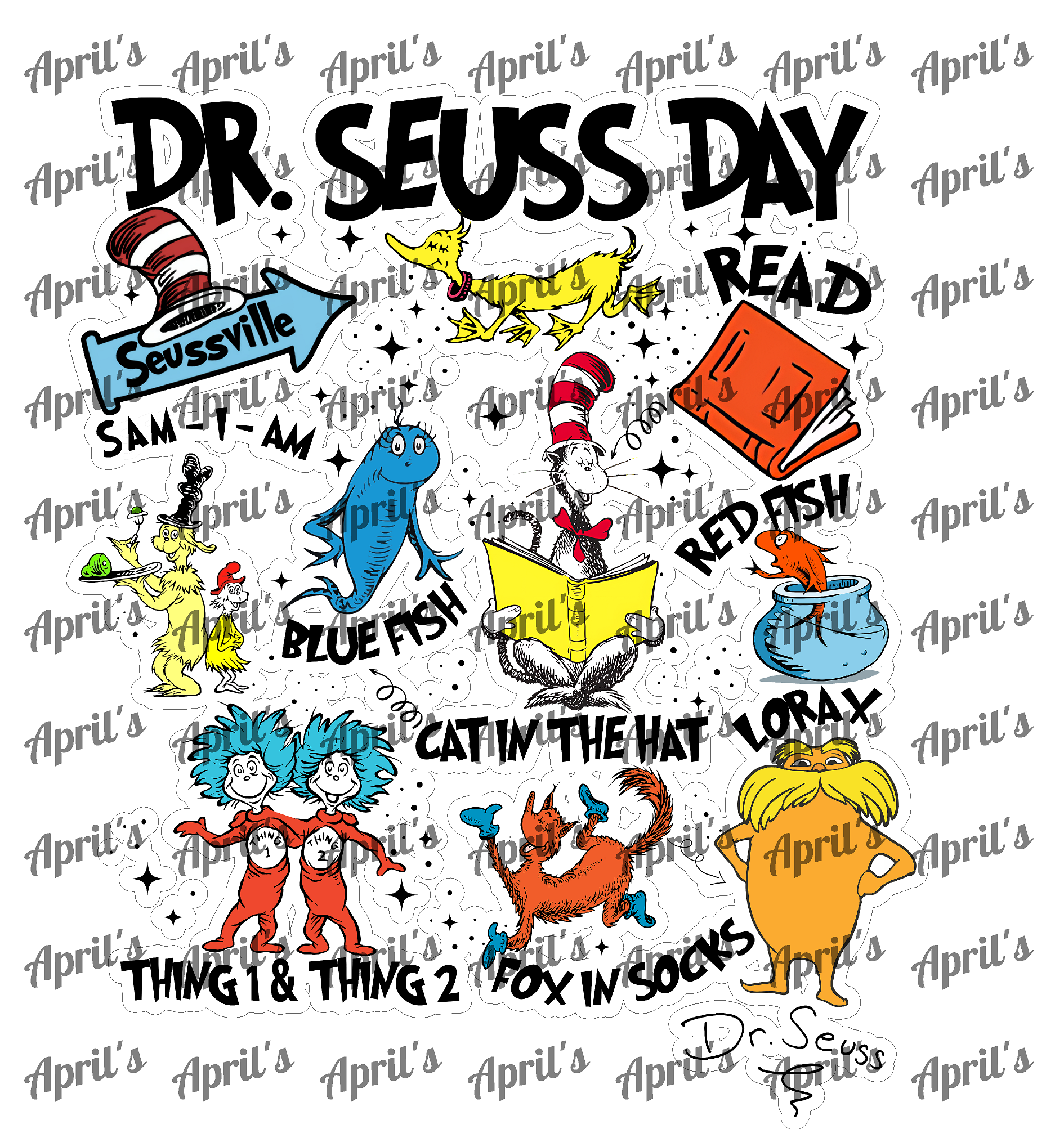 Dr. Seuss Day Elements DTF Print | April's Craft Supply